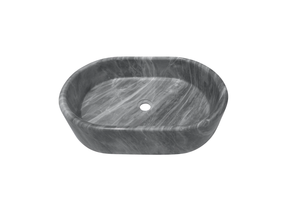 Carrara Gray Natural Marble Bathroom Vessel Sink, Semi-Polished Surface ...