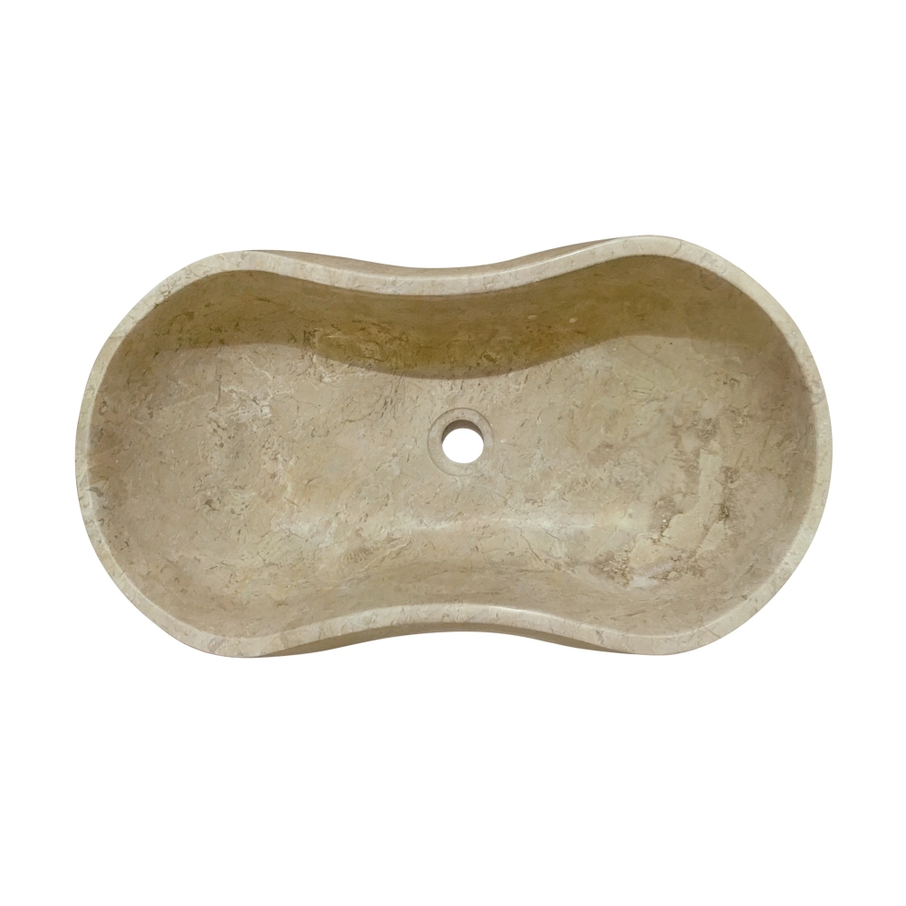 Gold Yellow Beige natural marble bathroom vessel sink, polished surface ...