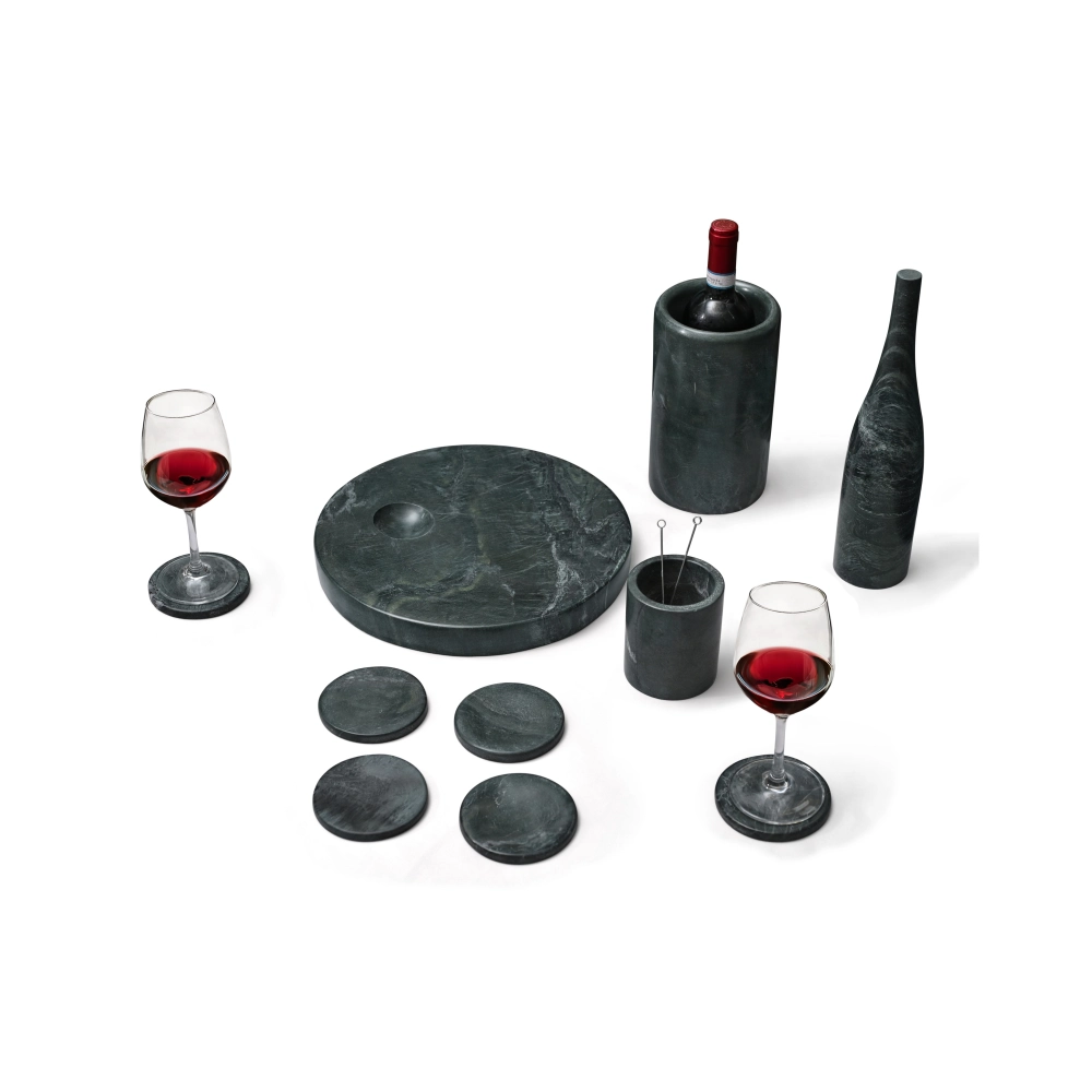 Green Marble 10-Piece Dining Set | Luxury Serving Collection with Wine ...