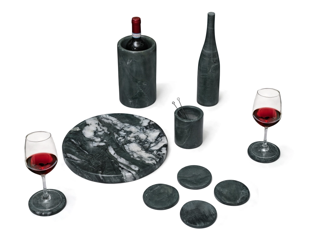 Green Marble 10-Piece Dining Set | Luxury Serving Collection with Wine ...