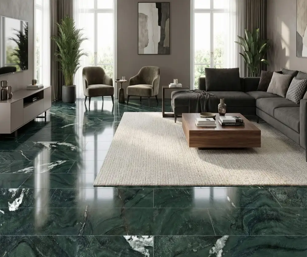 Green Marble Floor and Wall Tiles 12"x24" | Polished Natural Stone | USA