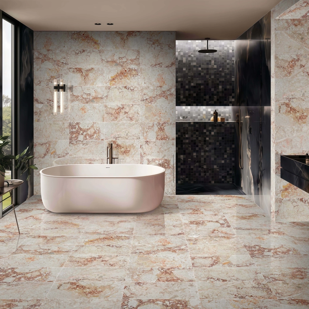 Pink Marble Floor and Wall Tiles 12"x24" | Polished Pink Breccia Stone ...