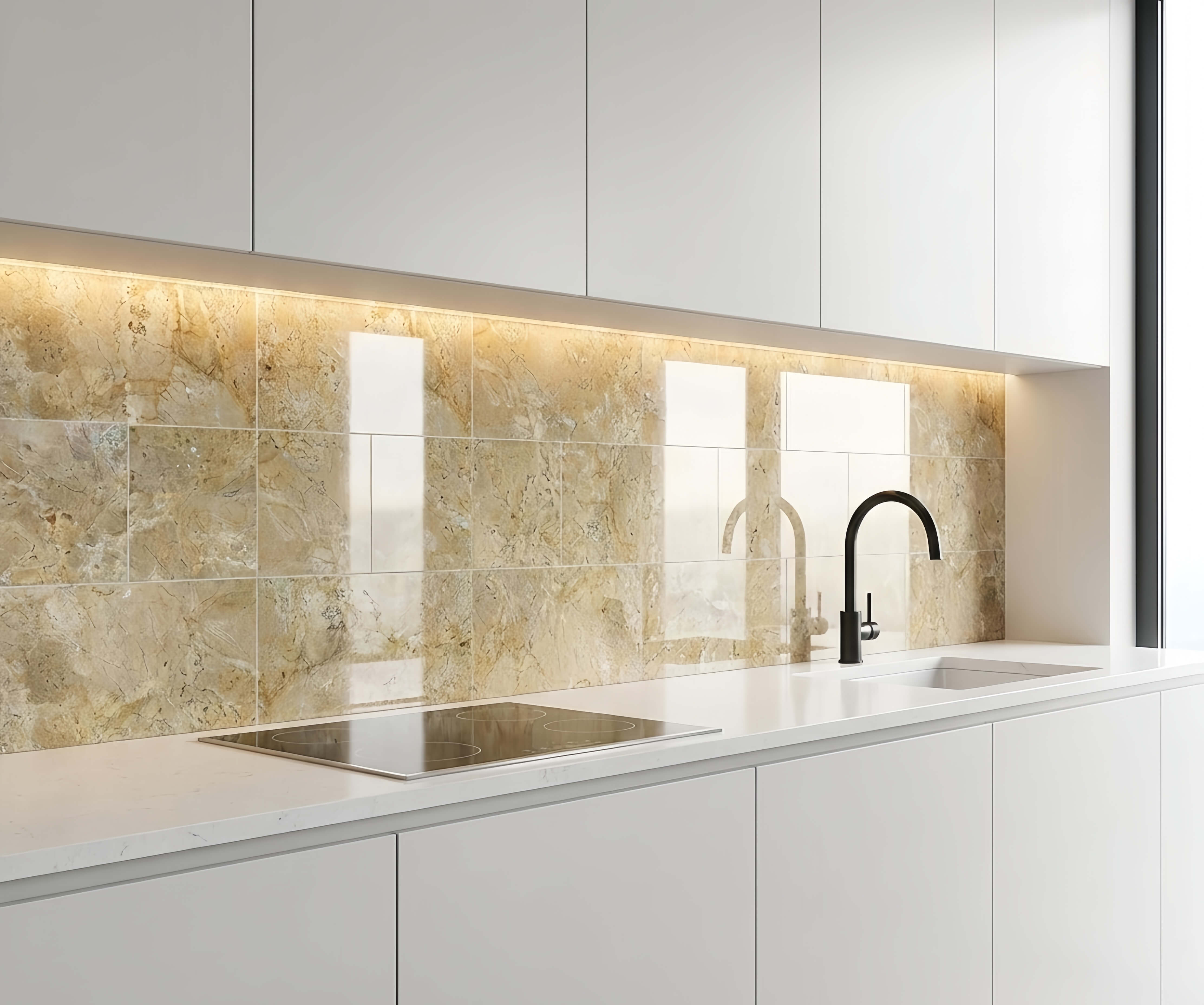12x24 Gold Polished Marble Tile | Natural Stone Floor & Wall