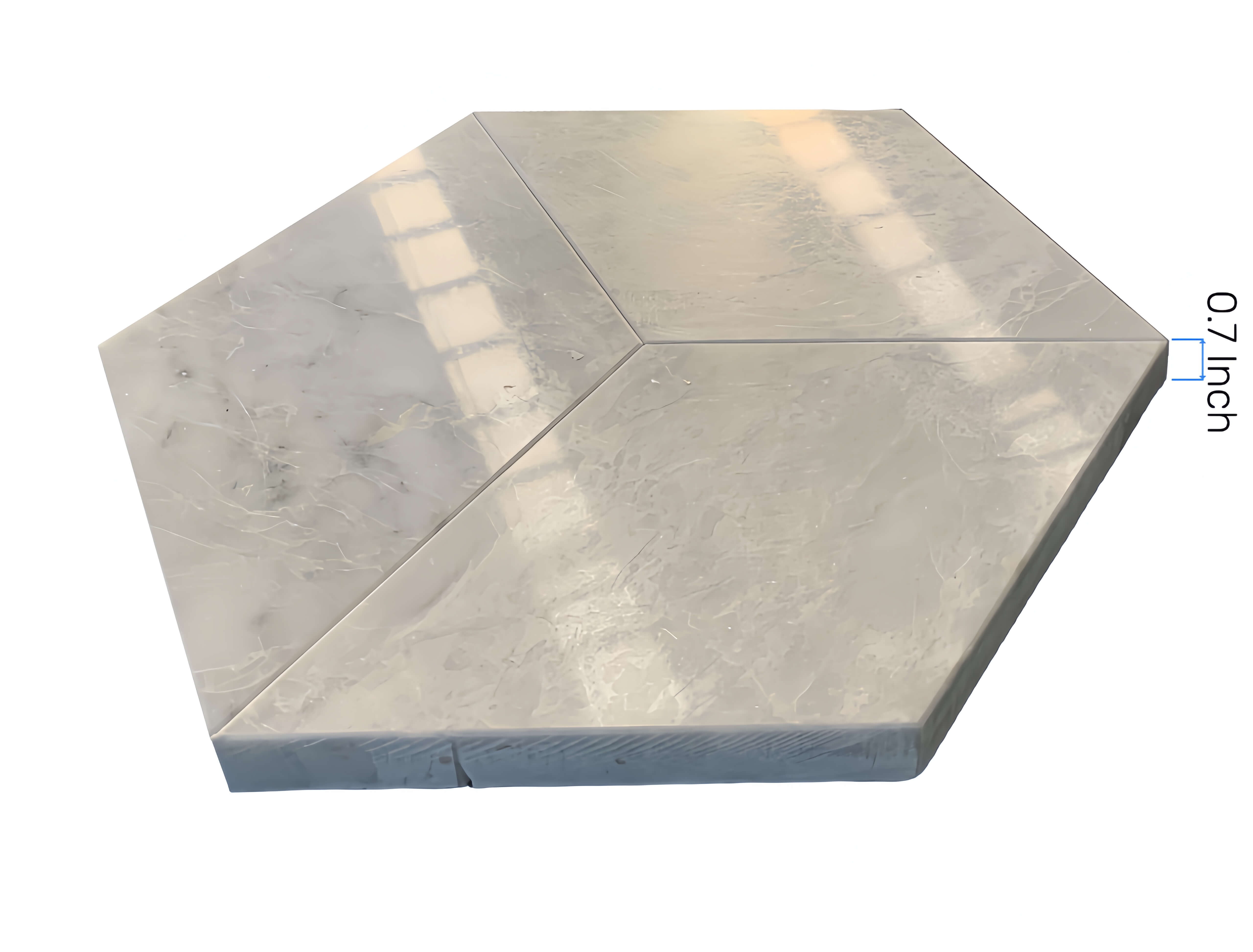 Gray Polished Marble Hexagon Tile | 3D Cube Wall & Floor