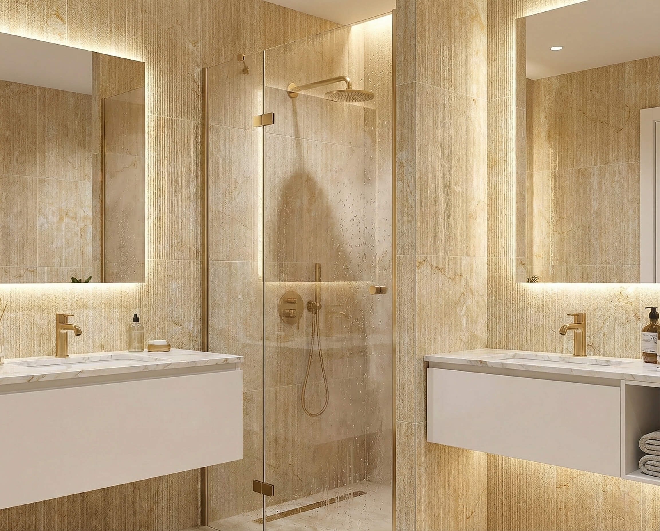 12x24 Gold 3D Fluted Marble Wall Tile - FS Textured Finish(USA In-Stock)