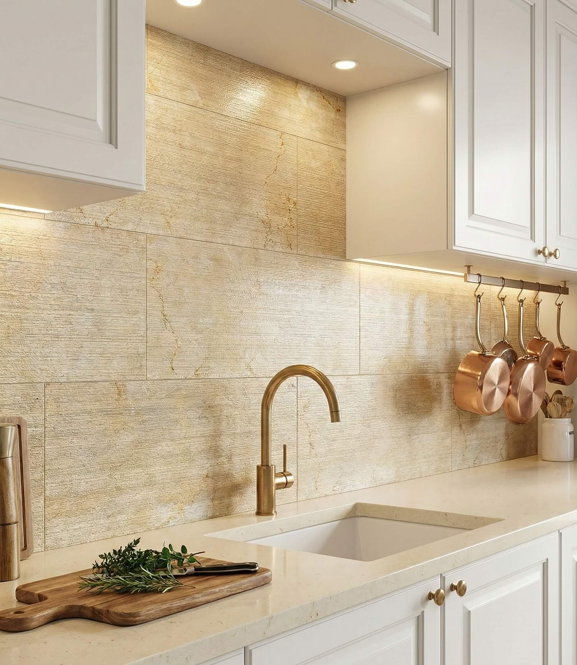 12x24 Gold 3D Fluted Marble Wall Tile - FS Textured Finish(USA In-Stock)