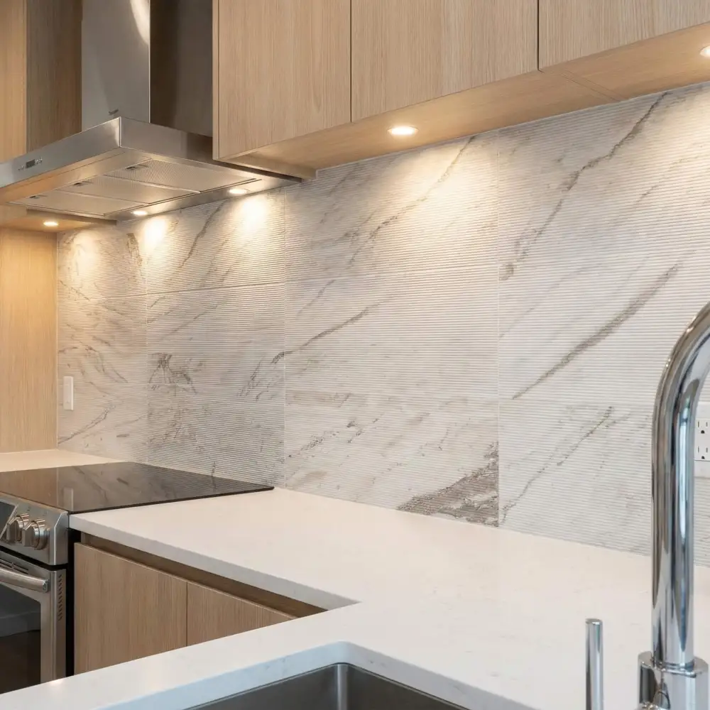 White Fluted Marble Wall Tiles | 12x24 Natural Stone | USA Stock & Shipping