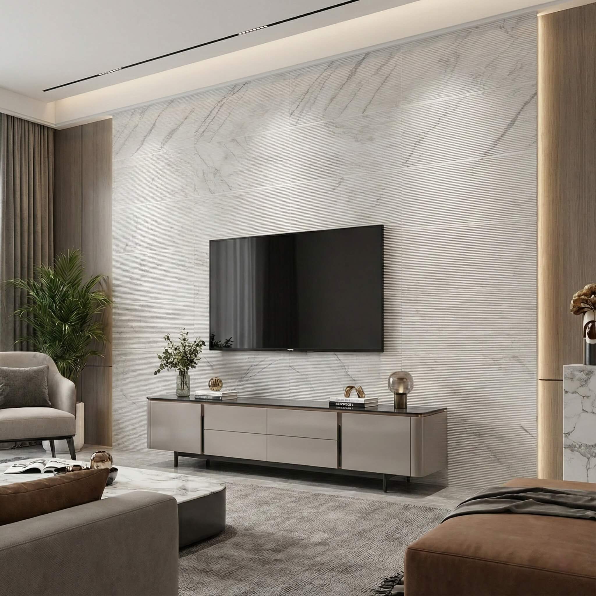 White Fluted Marble Wall Tiles | 12x24 Natural Stone | USA Stock & Shipping