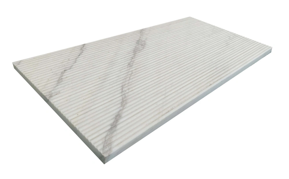White Fluted Marble Wall Tiles | 12x24 Natural Stone | USA Stock & Shipping
