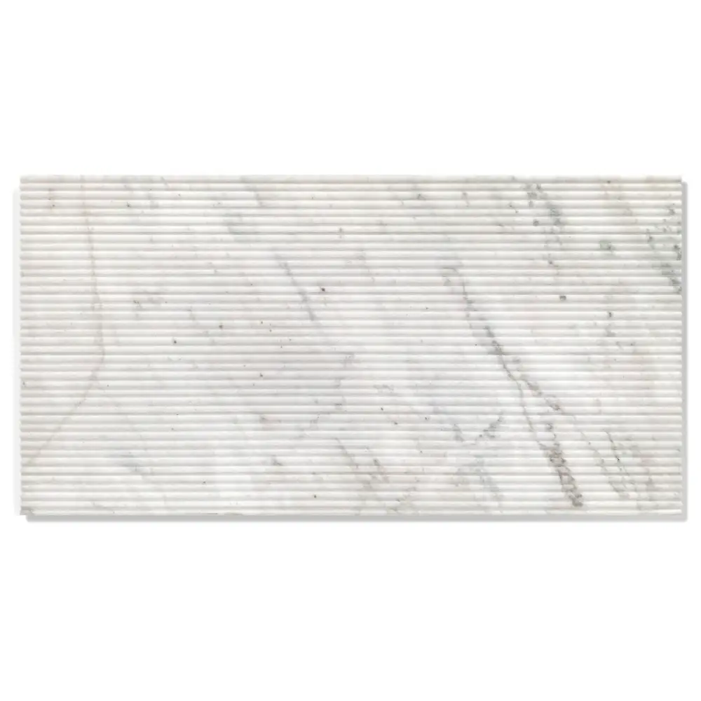 White Fluted Marble Wall Tiles | 12x24 Natural Stone | USA Stock & Shipping