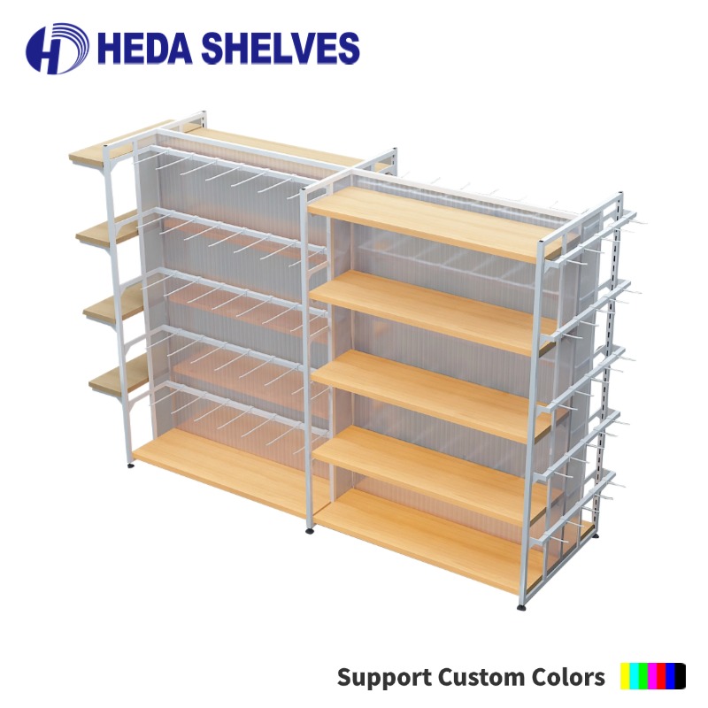 MINISO Style Boutique Store Display Rack – White Metal Frame & Wood ...