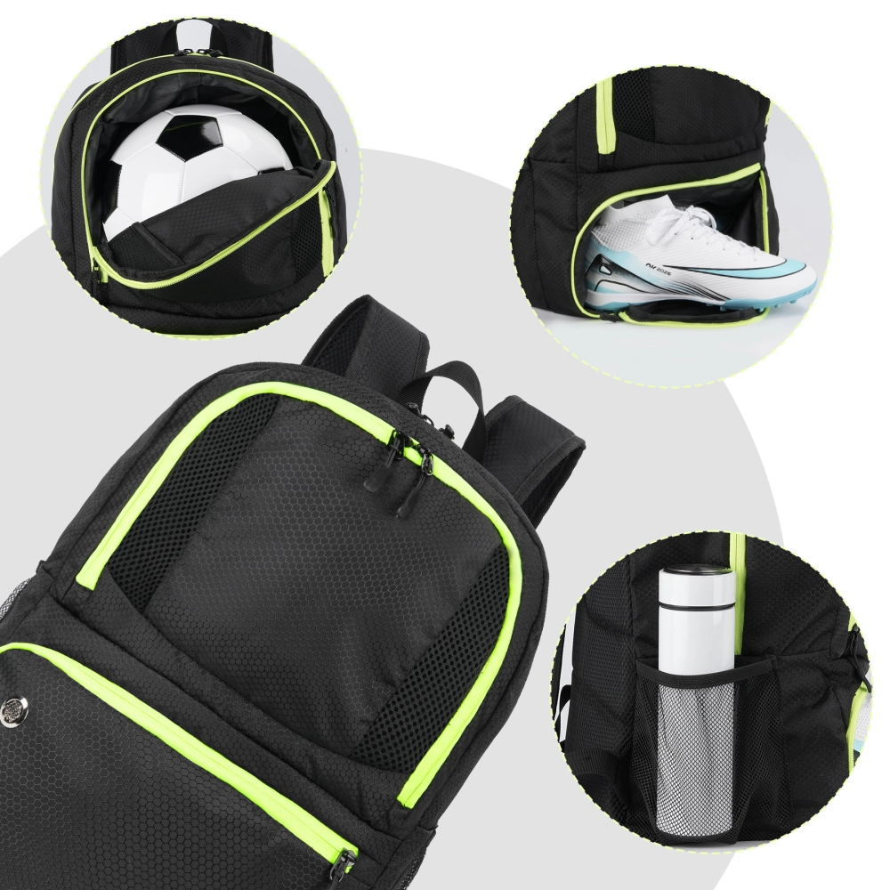 Water-Repellent Soccer Backpack Featuring Ball and Shoe Storage