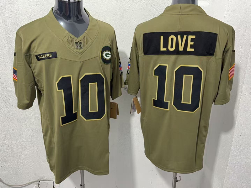 Men's NFL Green Bay Packers #10 Jordan Love 2025 Salute to Service F.U ...