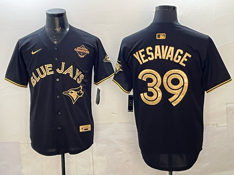Men's MLB Toronto Blue Jays #39 Trey Yesavage Nike Black/Gold Premier ...