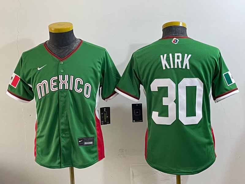 Youth 2026 WBC Team Mexico #30 Alejandro Kirk Home Stadium Jersey - Green