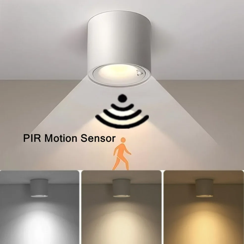 PIR Motion Sensor LED Ceiling Downlight Surface Mounted Anti-Glare ...