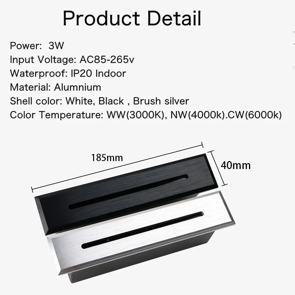 3W Led Stair Light AC85-265V Recessed Corner Wall lights Indoor IP20 ...