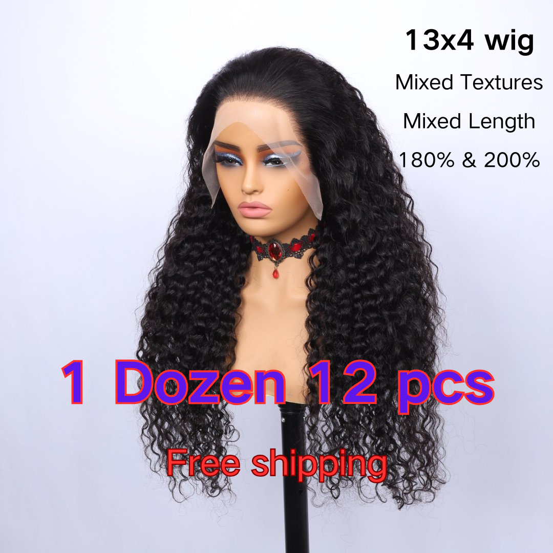 1 Dozen 12 Pcs Wig Deal | 13x4 Lace | 180-200% Density Mixed Textures ...