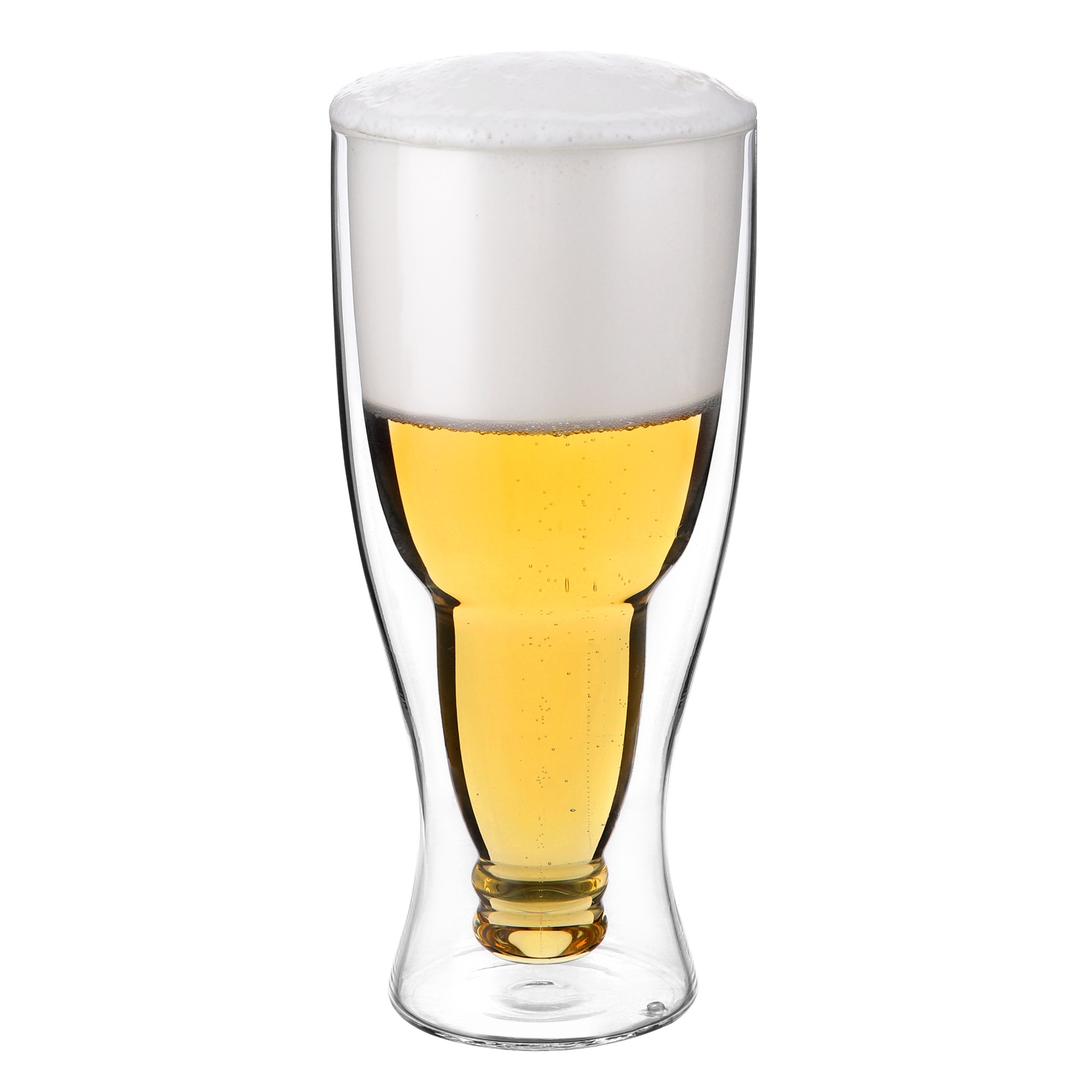 Inverted Bottle Beer Glass-400ml Double Wall Sweat-Proof(B36)|GnGlass