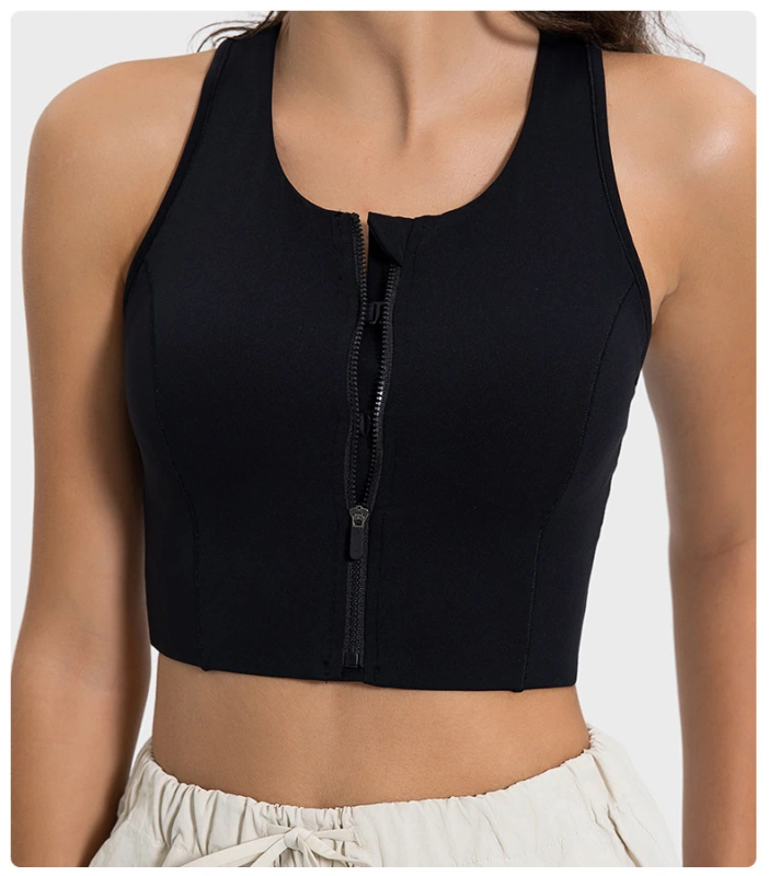 Women Front Zipper Workout Sports Bra