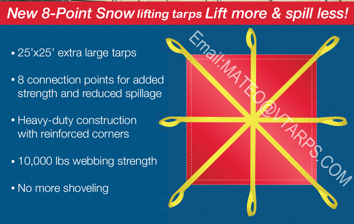 Construction Snow Removal Lifting Tarps 25' x 25' & 8 Loops
