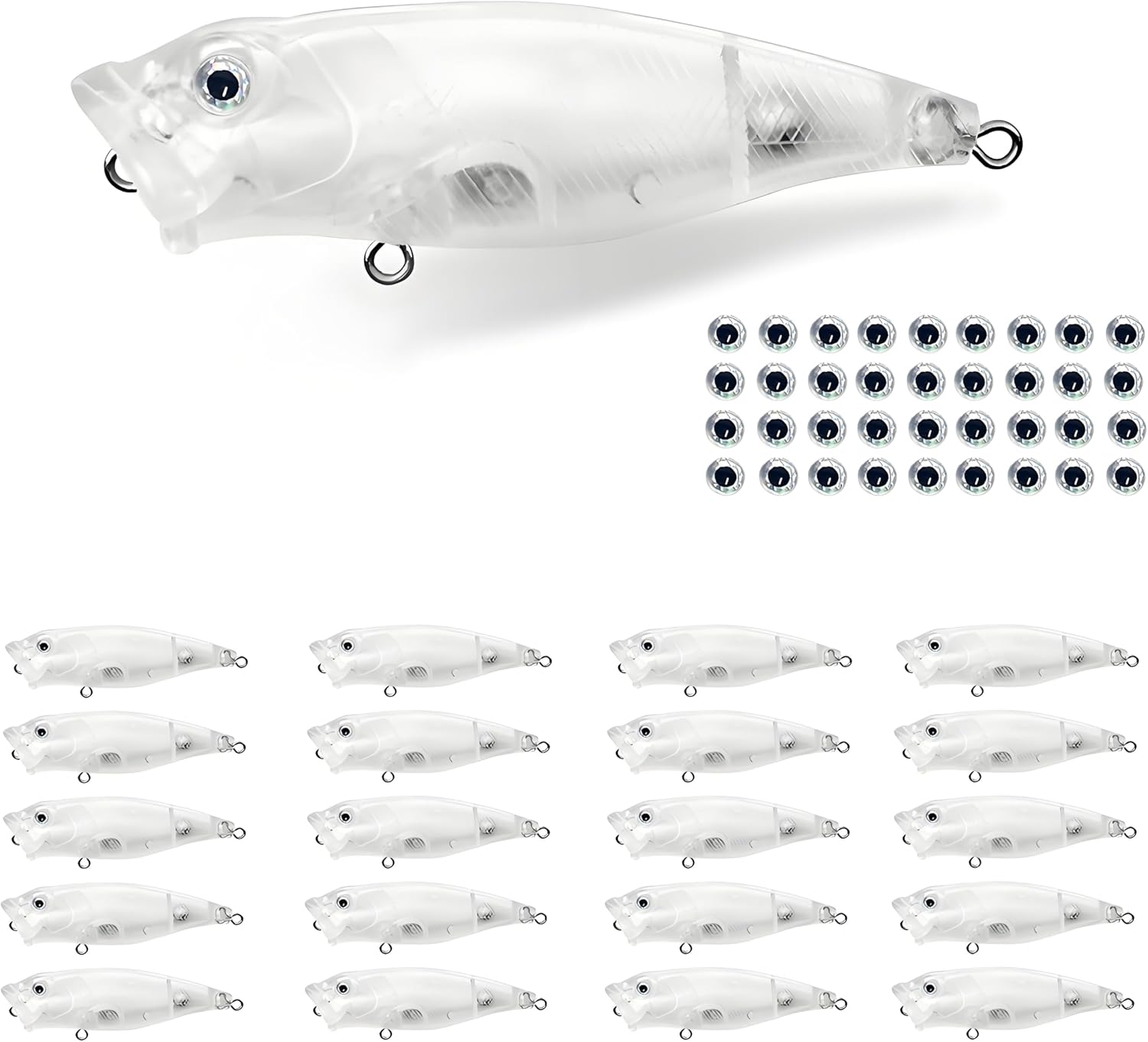 Fishing Blanks Lures Unpainted 3D Eyes Popper for Bass Trout