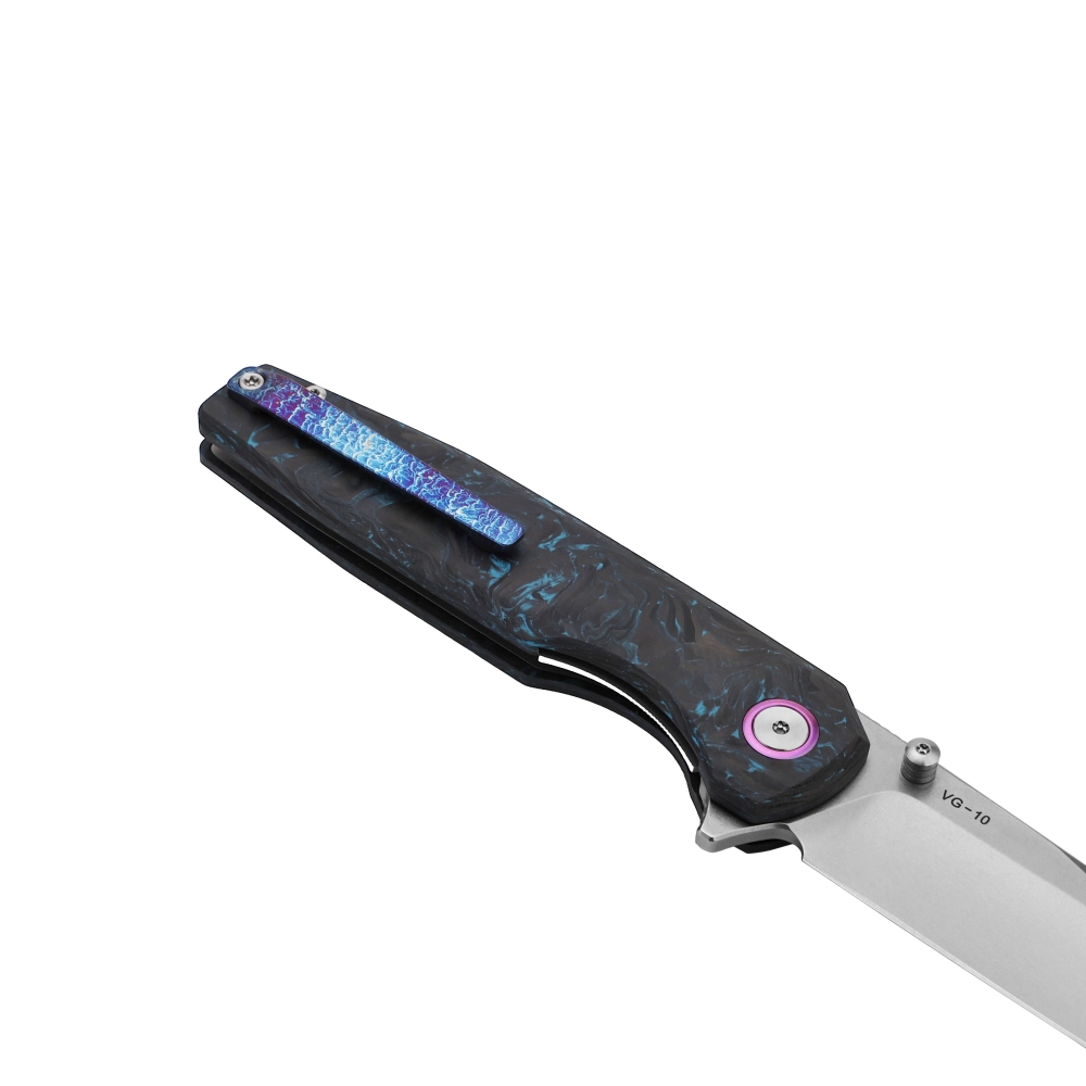 Reawaker Folding Pocket Knife, 3.43" VG-10 Steel Blade Carbon Fiber ...