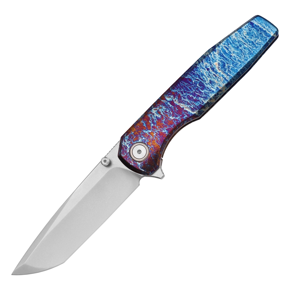 Reawaker Folding Pocket Knife, 3.43" VG-10 Steel Blade Titanium Alloy ...