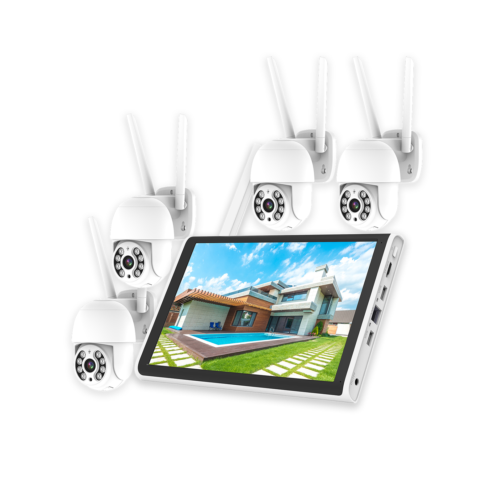 Wireless 3MP 360 Degree Wide Angle PTZ NVR Kits WIFI Security Camera ...