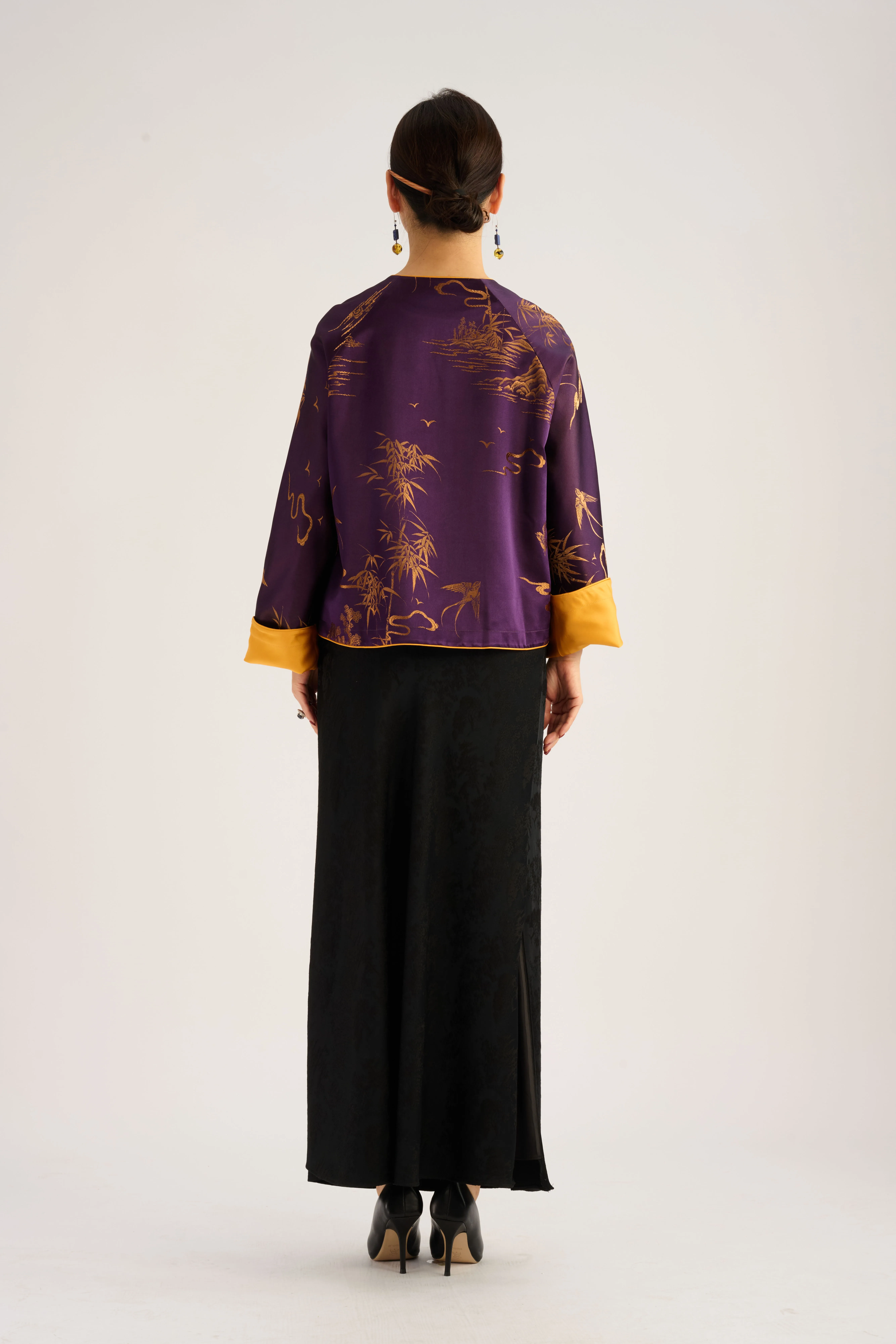 Zizhu Embroidered Coat｜Bamboo & Crane Elegance 东方真丝外套