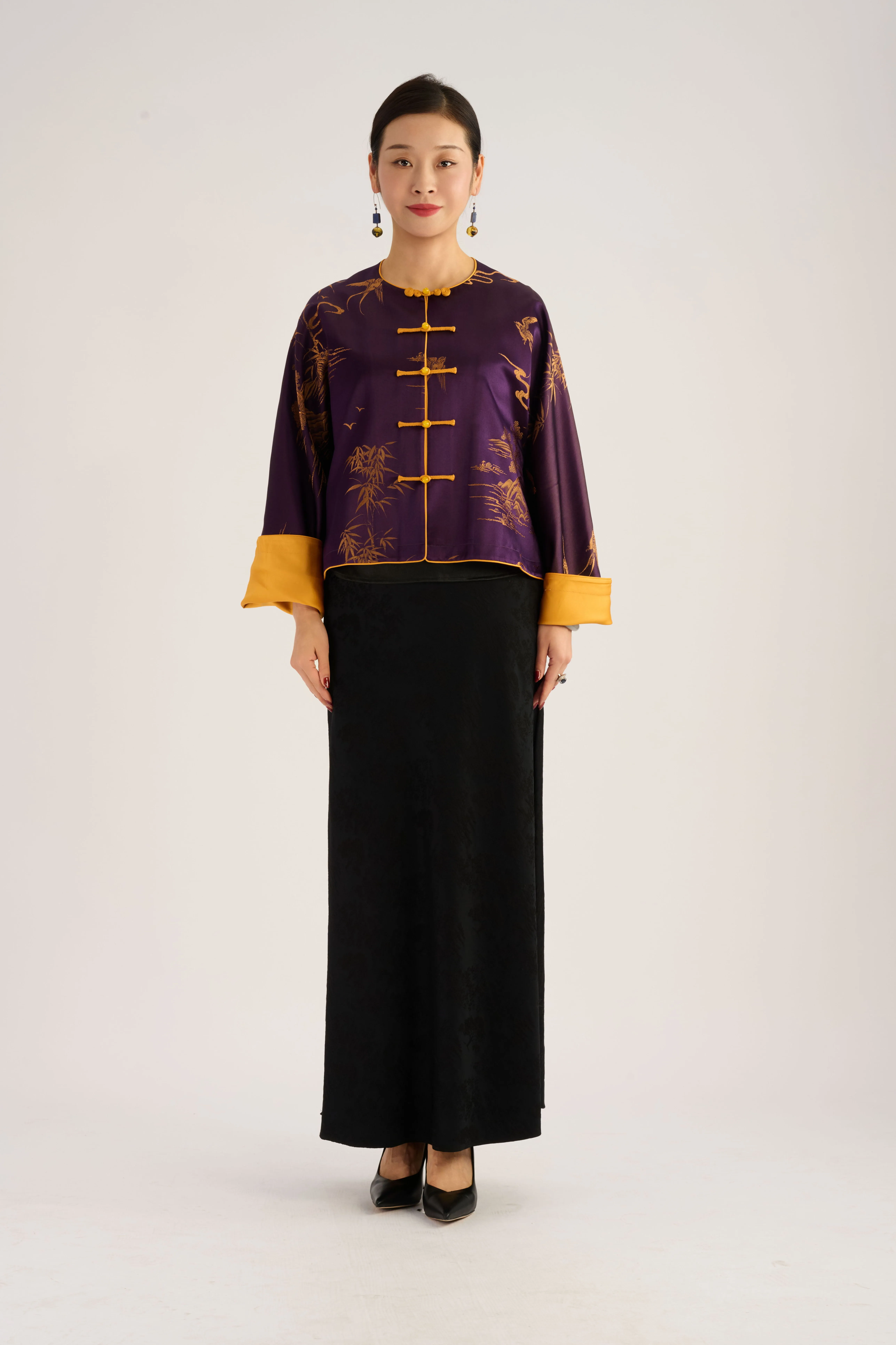Zizhu Embroidered Coat｜Bamboo & Crane Elegance 东方真丝外套