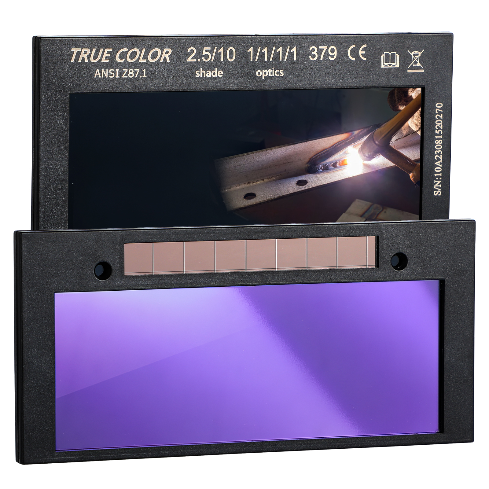 Auto Darkening Welding Lens, 2" x 4.25", Shade 2.5/10, True Color Blue ...
