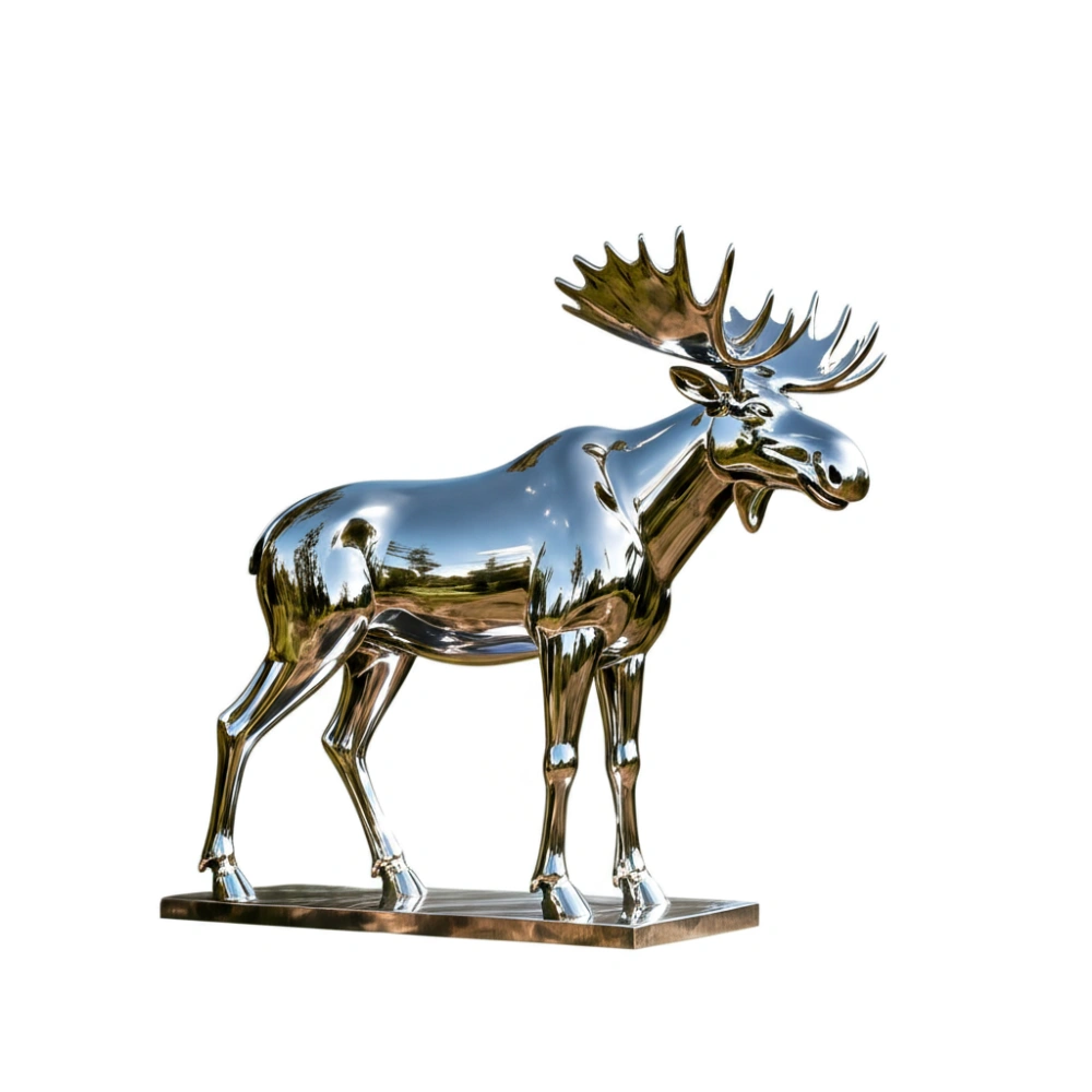 PREMIUM Large Moose Elk Metal Stainless Steel Sculpture