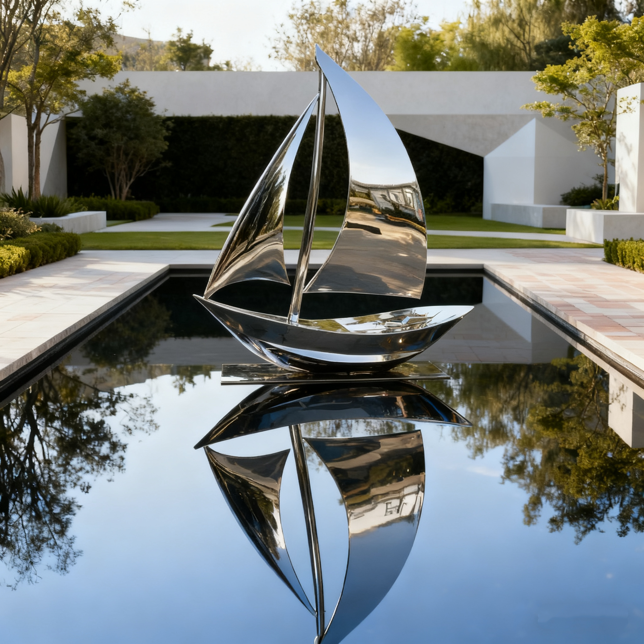 Premium Stainless steel outdoor sailboat sculpture