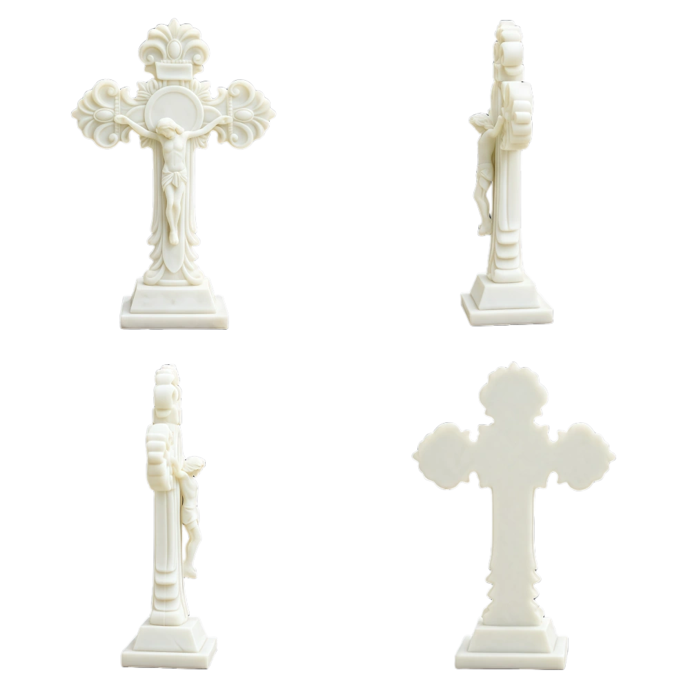 PREMIUM Sculpture Holy Cross Jesus Crucifix Marble Statue Garden Decor