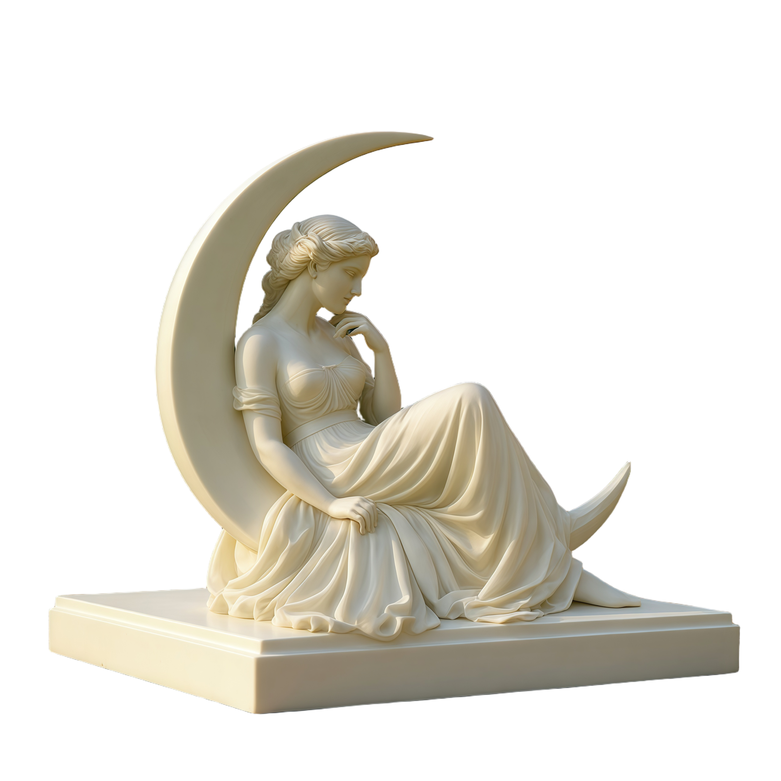 PREMIUM Marble Female Garden Statues Moon Girl Custom Sculpture