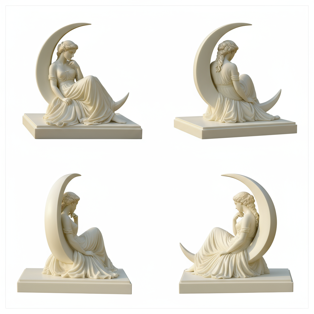 PREMIUM Marble Female Garden Statues Moon Girl Custom Sculpture