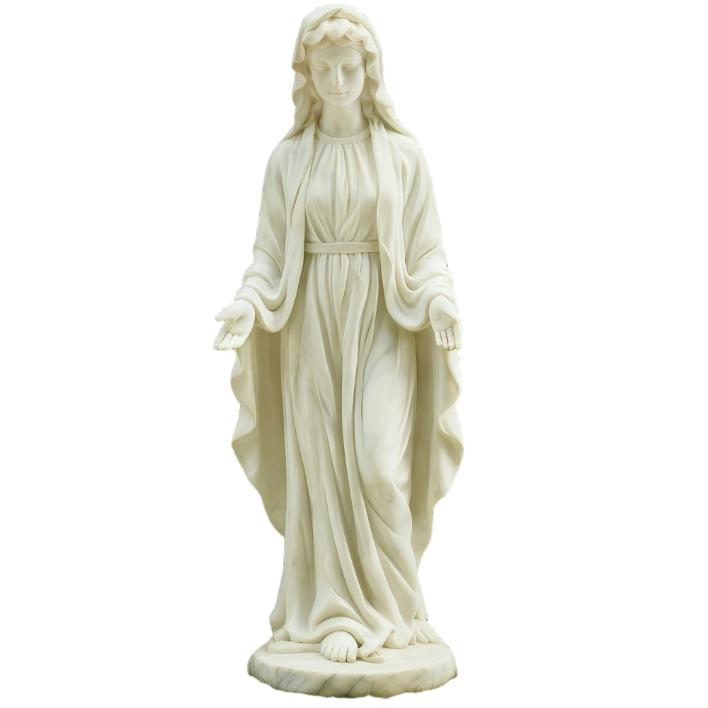 PREMIUM Religious Sculpture White Virgin Mary Marble Garden Statue