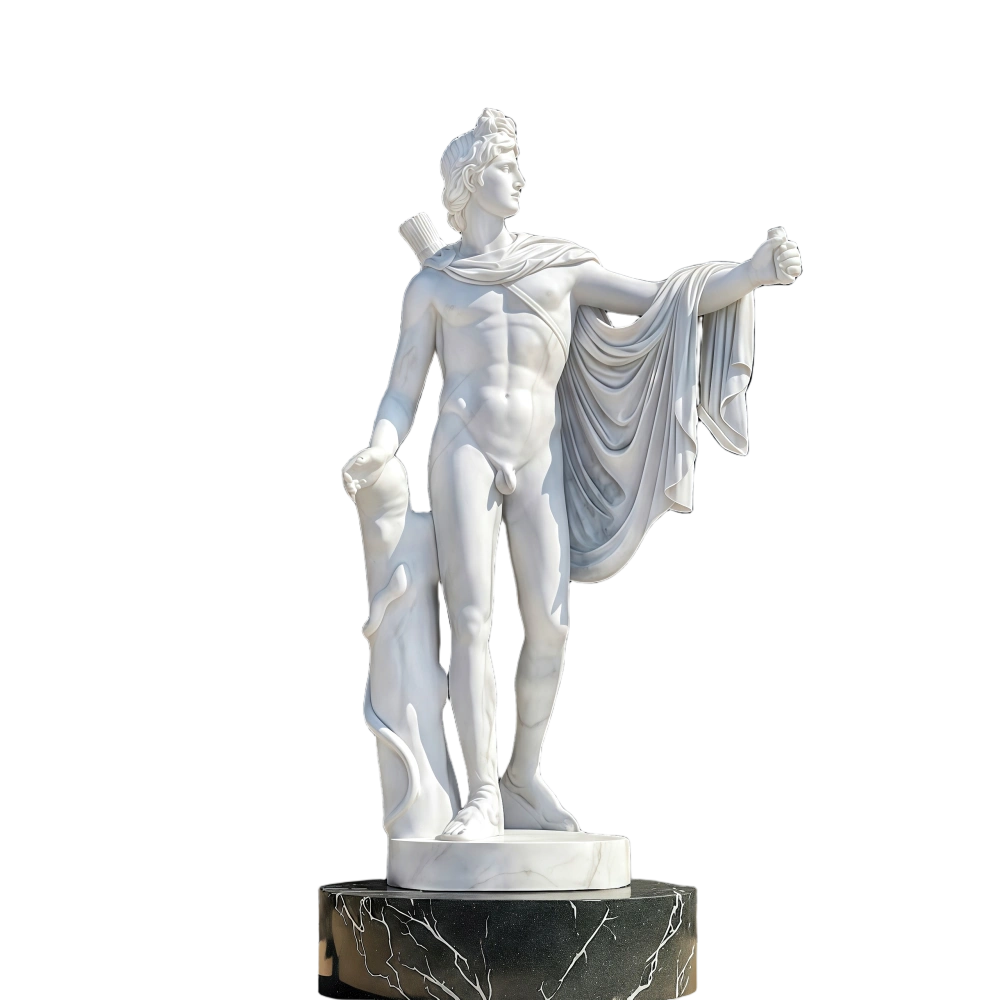 PREMIUM White marble sculpture of Apollo from ancient Greek mythology