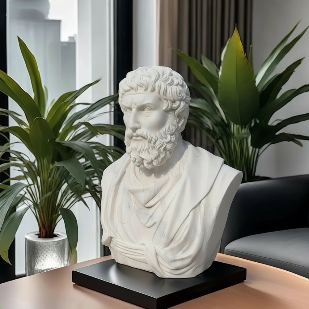PREMIUM White marble sculpture of a Greek philosopher bust