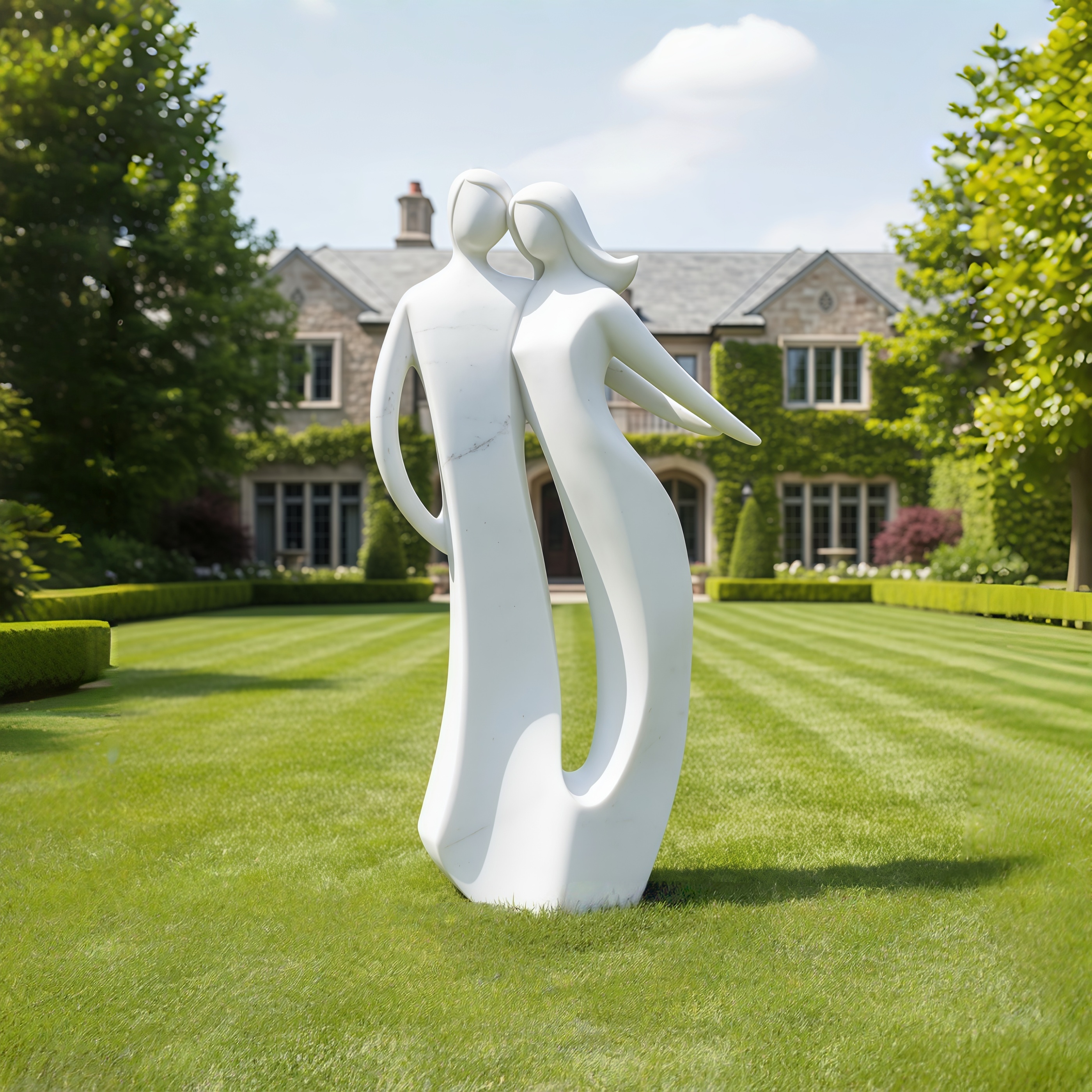 PREMIUM Romantic Inseparable Love Abstract Marble Statue for ourdoor ...