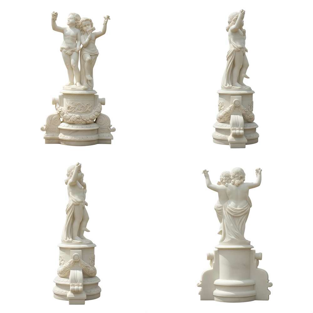 PREMIUM Western Classical Art Sculpture Baroque Style Angel Marble Stature