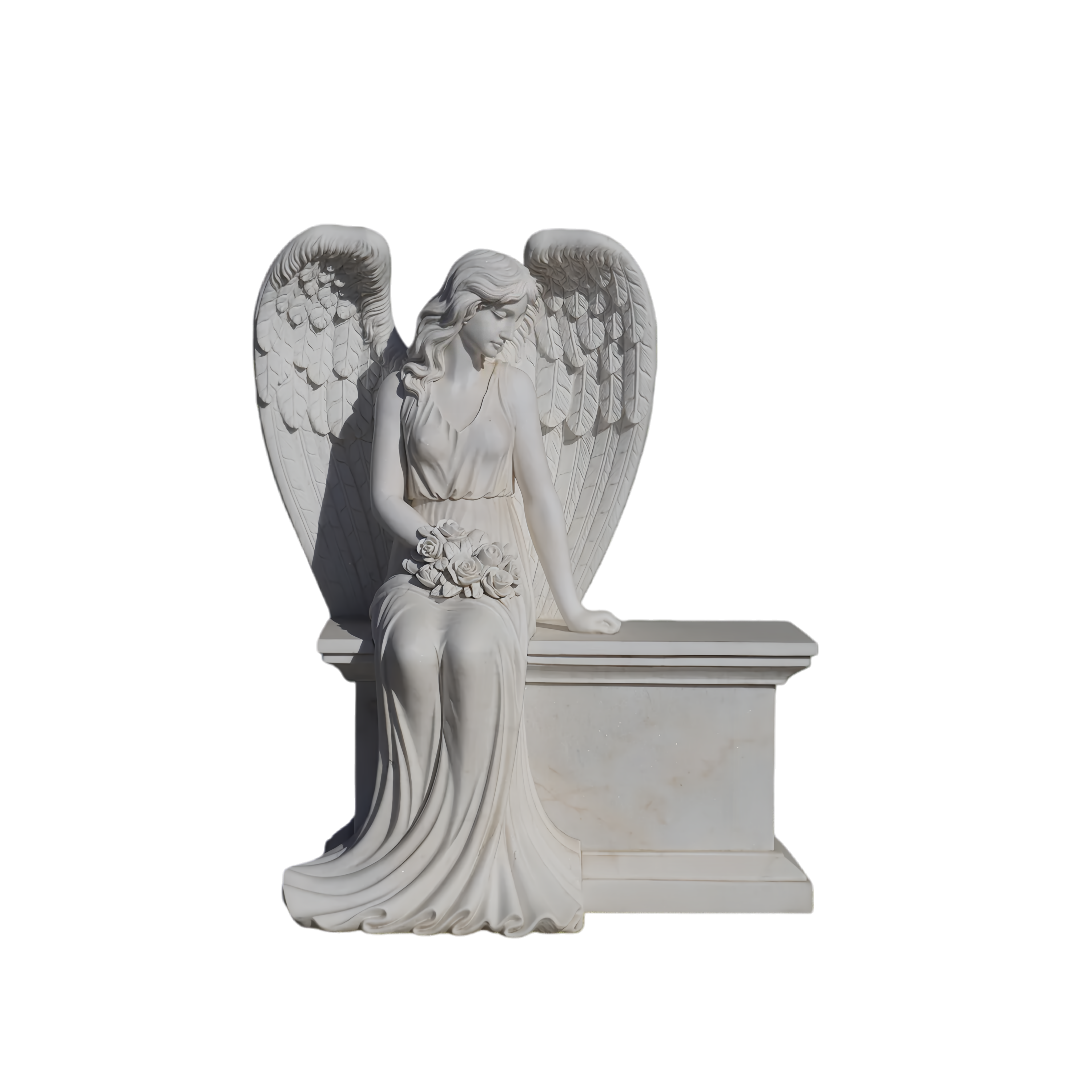 PREMIUM Headstone Marble Angel Tombstone Statue for Cemetery