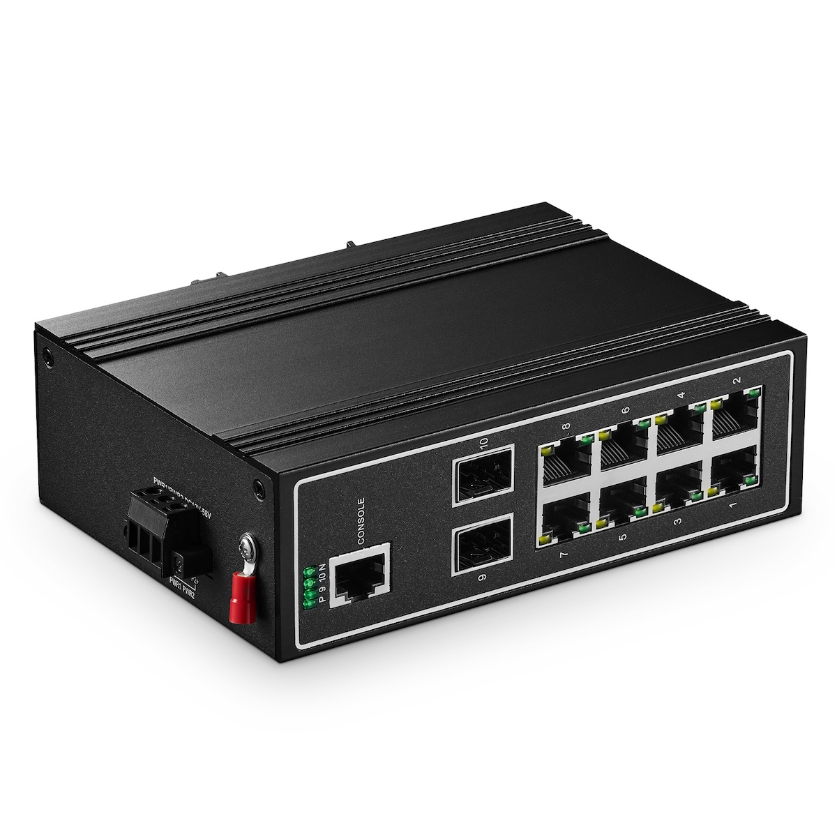 10 Port Gigabit L2+ Managed Industrial DIN-Rail Switch, 8 Gigabit ...
