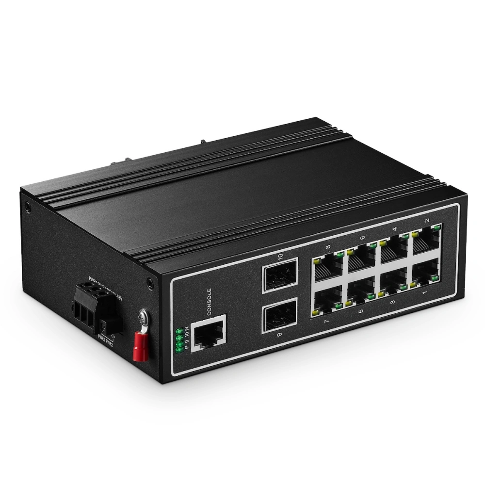 10 Port Gigabit L2+ Managed Industrial DIN-Rail Switch, 8 Gigabit ...