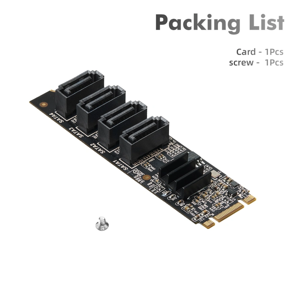 M.2 to SATA Card 4 Port, 6Gbps SATA 3.0 Controller, Includes 4 SATA ...