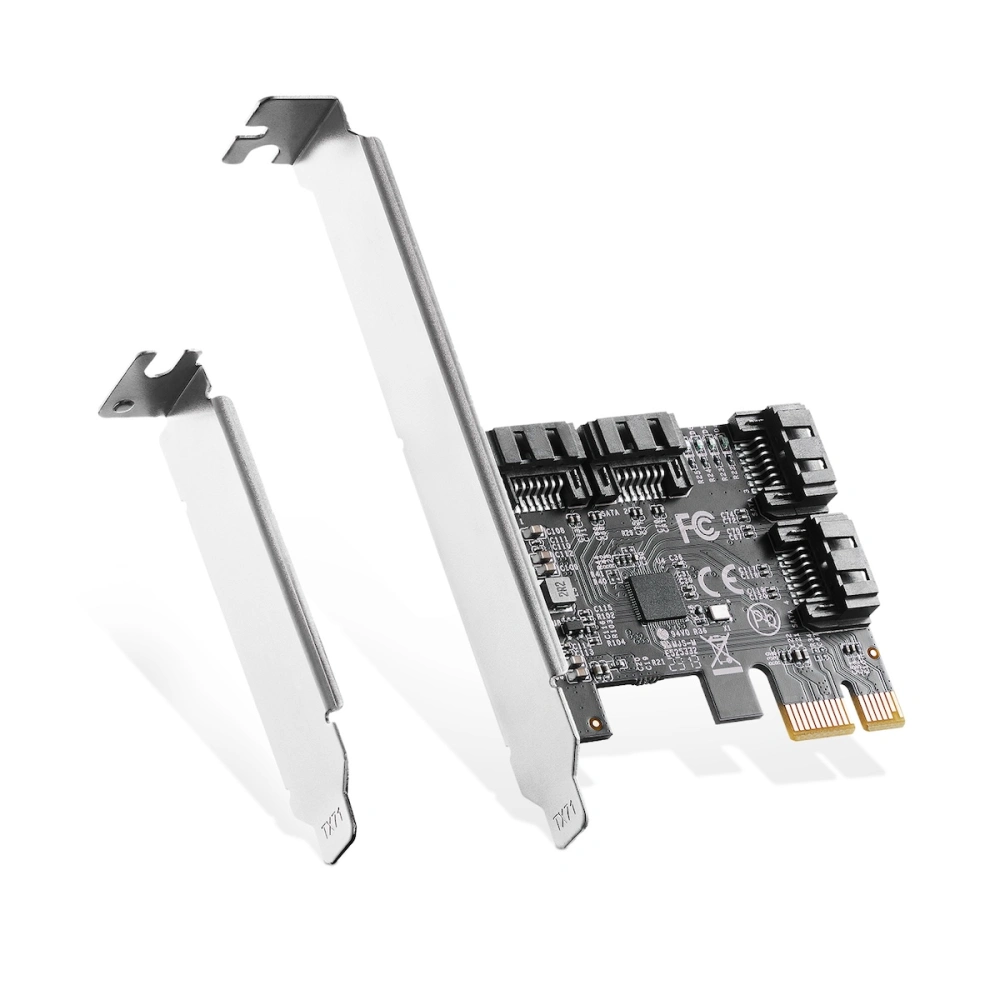PCIE X1 to SATA Card 4 Port, 6Gbps SATA 3.0 Controller, Includes 4 SATA Cables and Low Profile ...