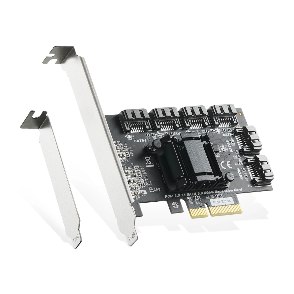 PCIE X4 to SATA Card 6 Port, 6Gbps SATA 3.0 Controller, Includes 6 SATA Cables and Low Profile ...