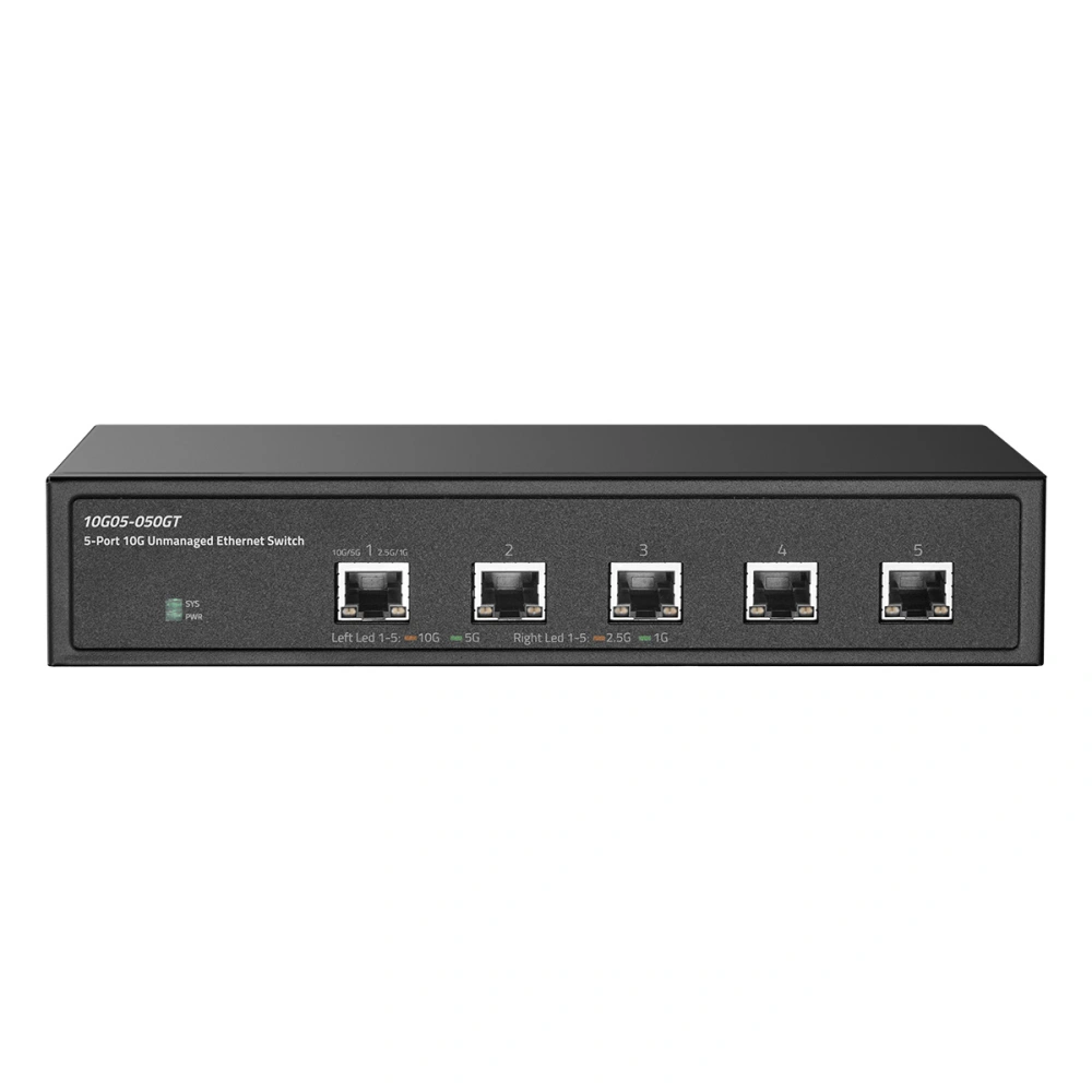 5 Port 10 Gigabit Unmanaged Switch, 5x10G RJ45 Ethernet, Support 1G/2.5G/5G/10G, 160Gbps ...