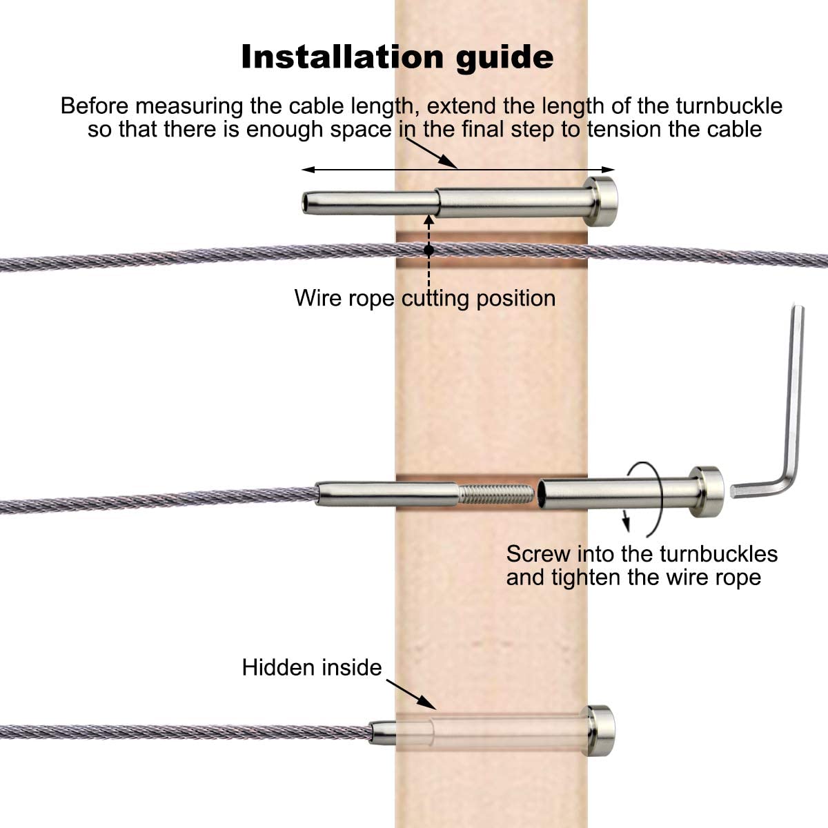 Cable Railing Stainless Invisible Receiver and Swage Stud End Fitting